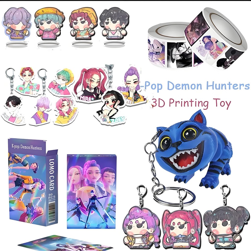 2025 Kpop Saja Boys Keychain Demon Hunters Sticker Rumi Jinu Huntrix Acrylic Keyring ...