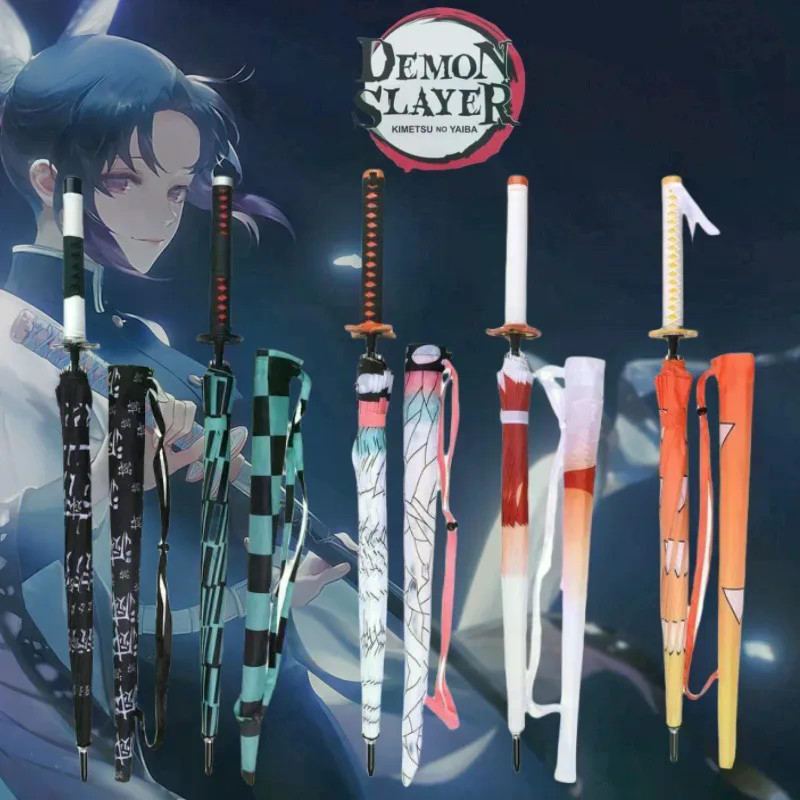 Demon Slayer Katana Umbrella Real Size Japanese Anime Cosplay Rain Gear ...