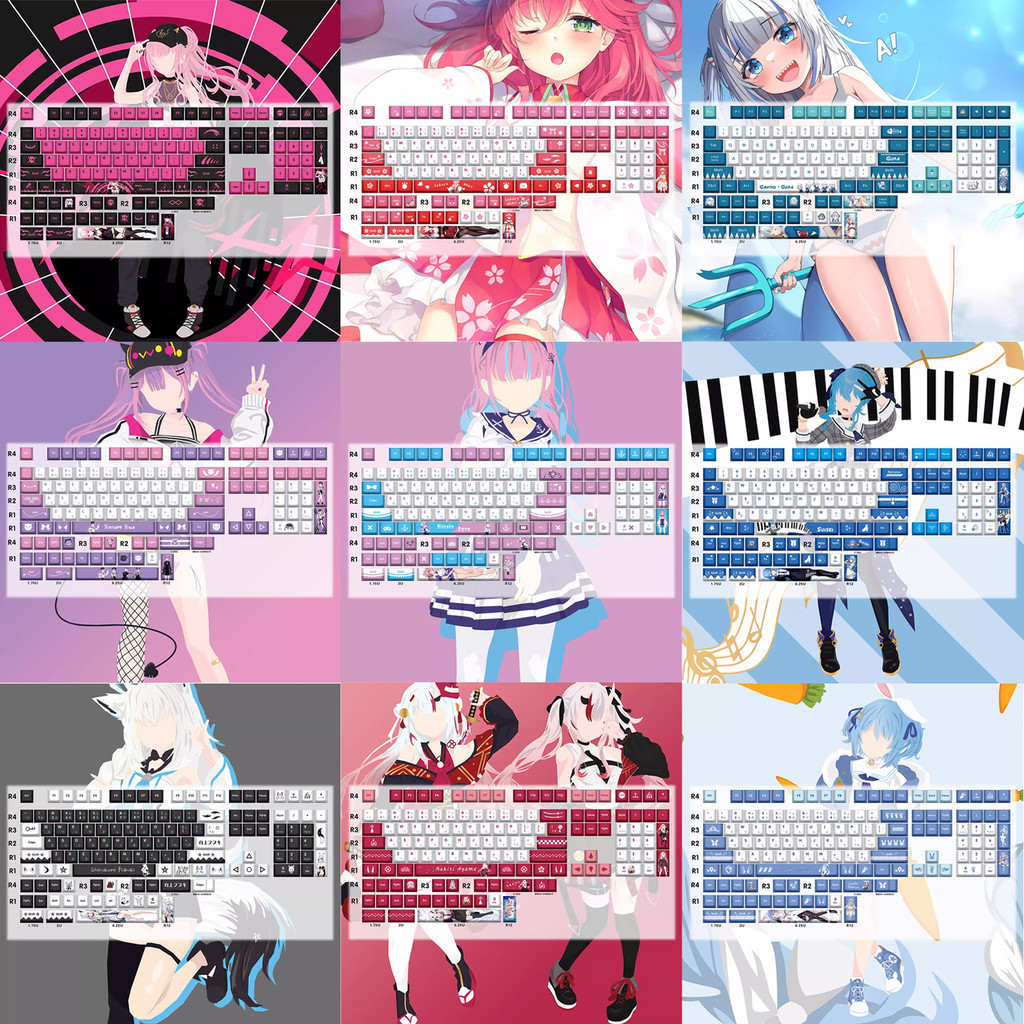 Hololive Keycap Tokoyami Towa Gawr Gura Cherry Profile PBT Five-sided ...