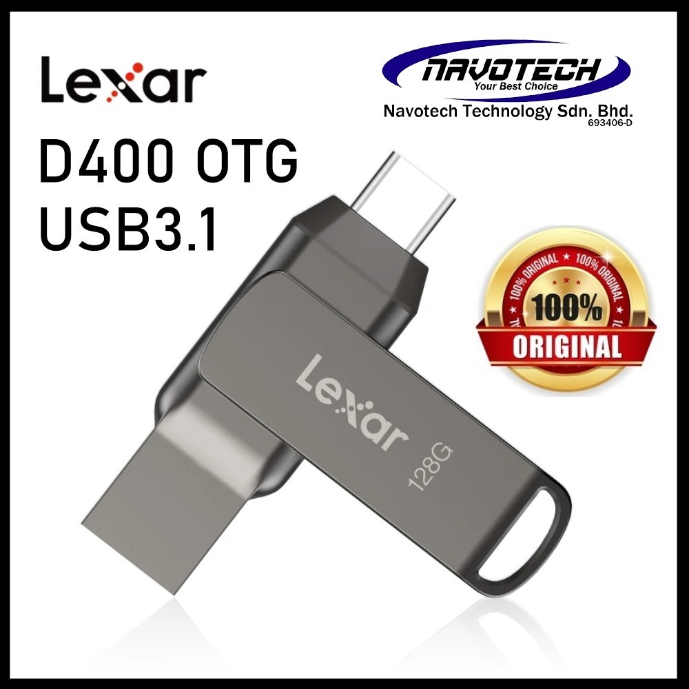 LEXAR D400 OTG 32GB 64GB 128GB TYPEC + USB DUAL DRIVE D400 USB 3.1 TYPE ...
