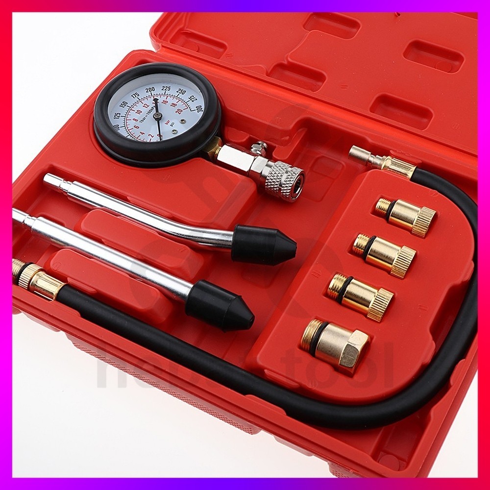 8pcs Cylinder Compressor Tester Kit Petrol Gas Engine Cylinder Pressure ...
