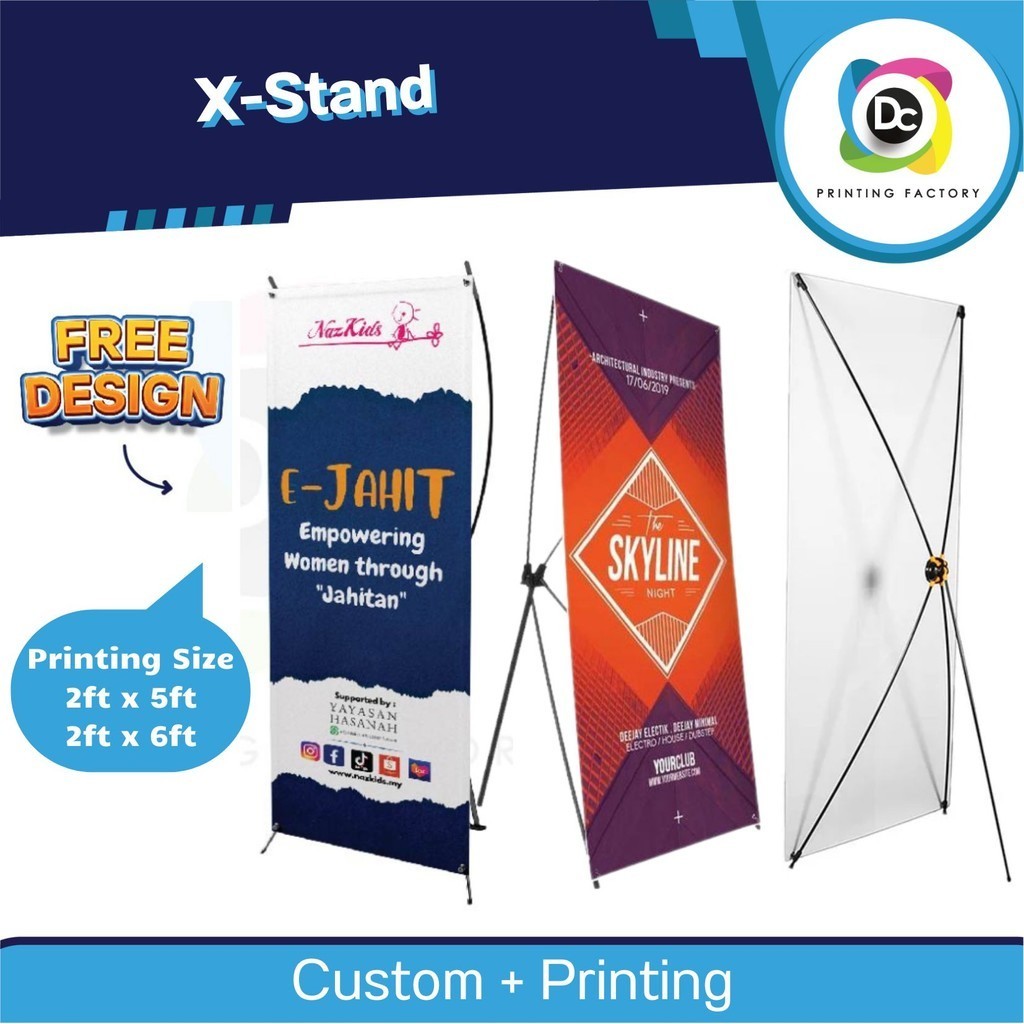 X Stand Adjustable for Banner / Bunting X Stand with Printing (FREE ...