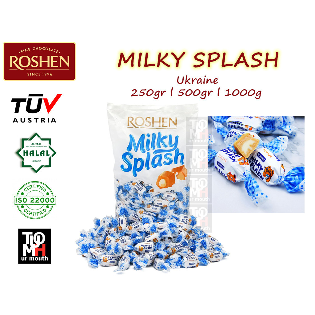 (HALAL) 250/500gr/1KG ROSHEN Milky Splash/Milk Filling/Rasa Susu/Creamy ...