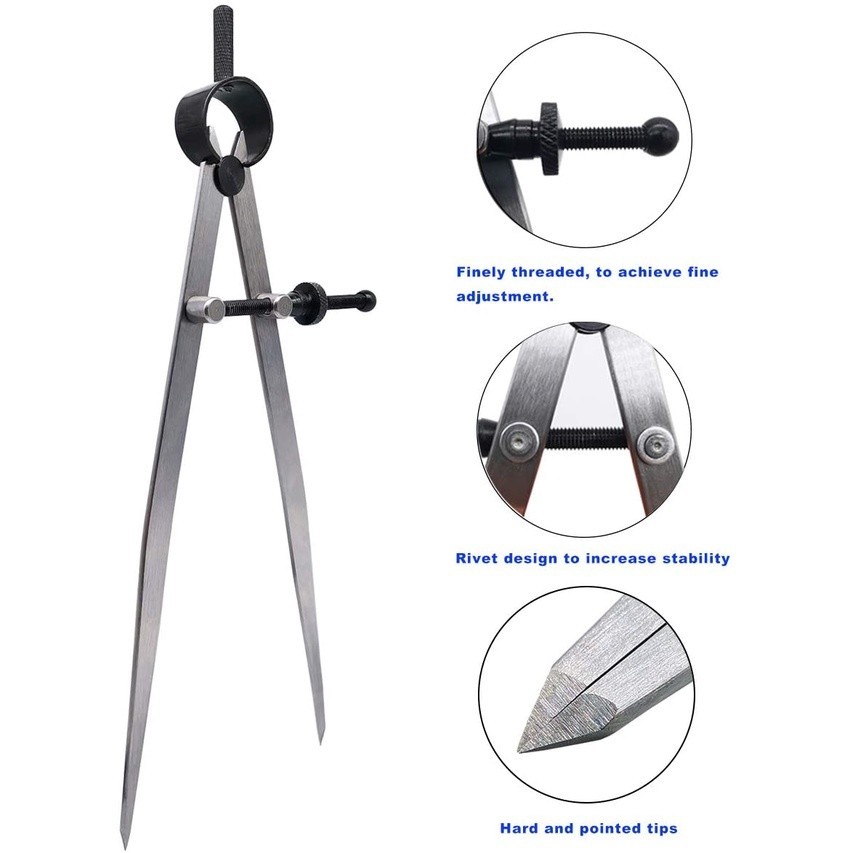 DIVIDER Adjustable Lockable Steel Wing Compass For Woodworking, Leather ...