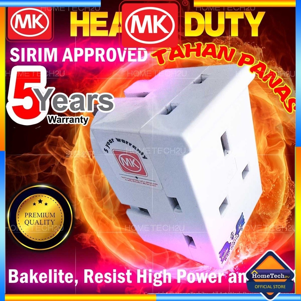 【🔥Ready Stock 🇲🇾】MK 13A Heavy Duty 3 Way Adaptor Three Extension Socket ...