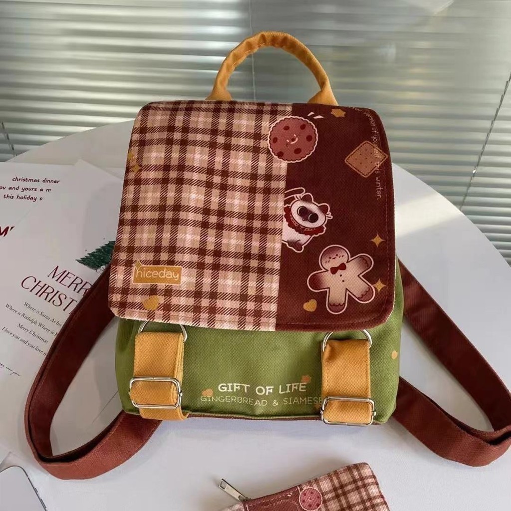 Original Gingerbread Siamese Backpack Women Niche Canvas American Retro ...