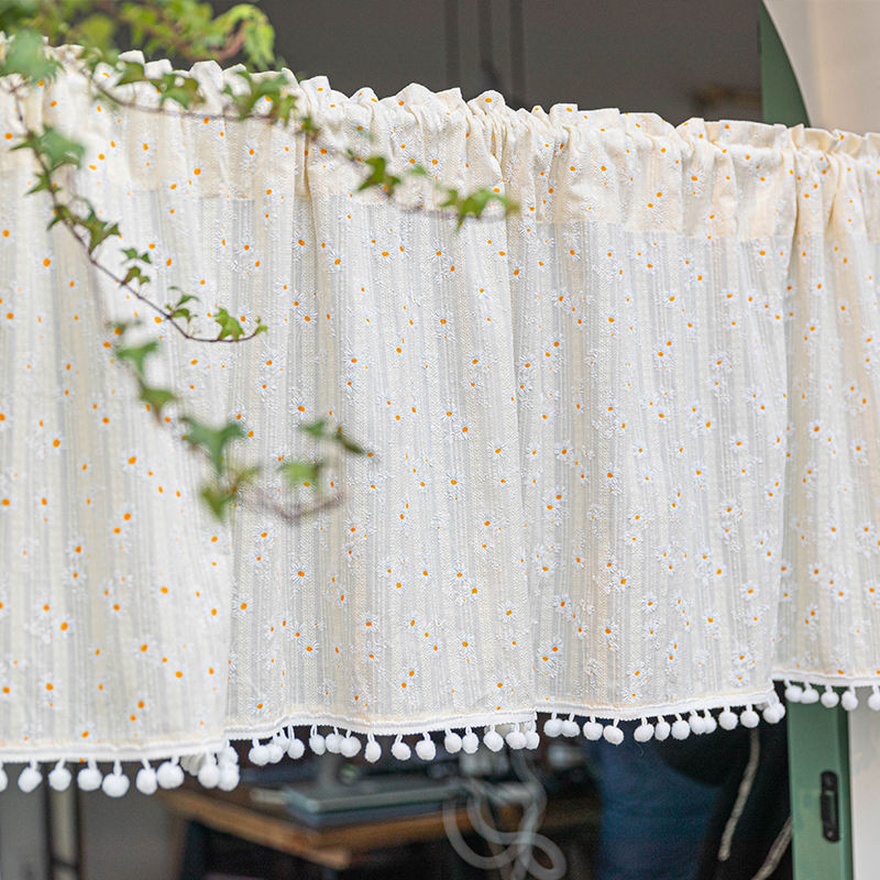Korean Half Curtain Partition Door Curtain Kitchen Short Curtain Coffee ...