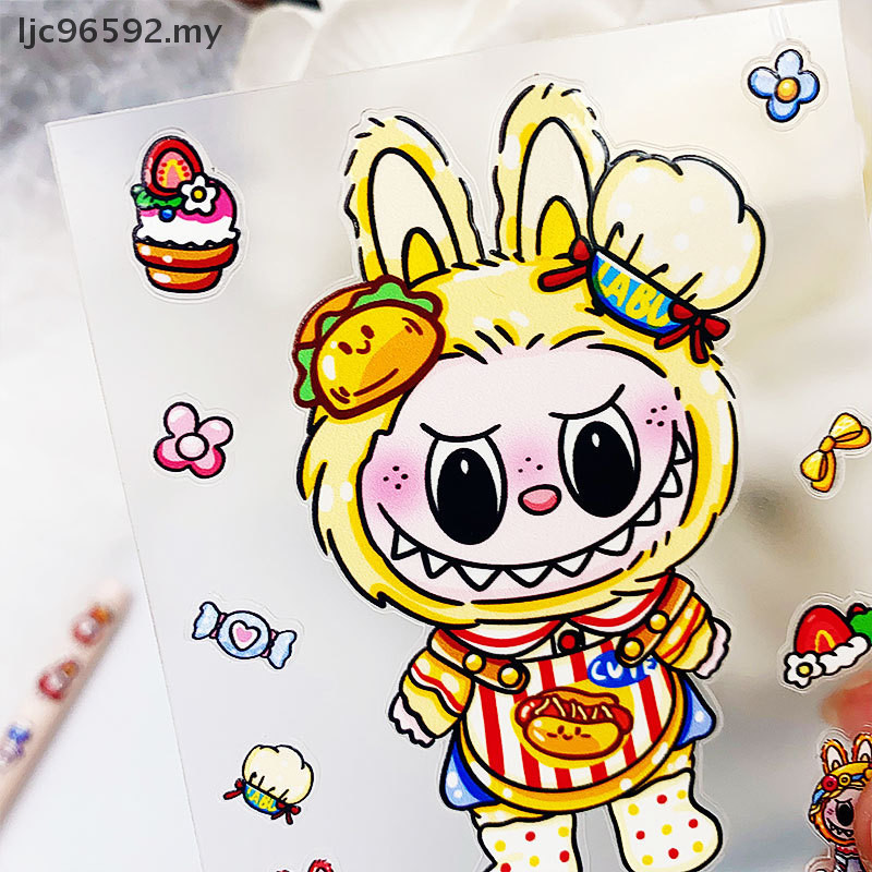 [LJC] Labubu Monster Cartoon Waterproof Stickers Pack Cute Water Bottle ...