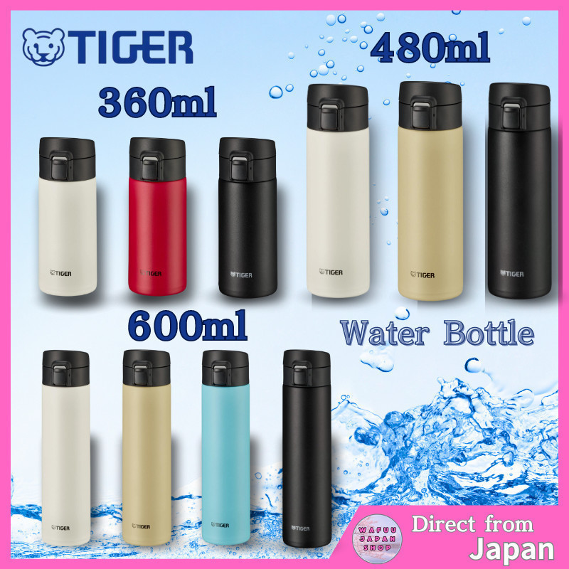 TIGER Thermos Water Bottle 360ml Mug Bottle One Touch Lightweight / 360ml MKA-K036 / 480ml MKA ...
