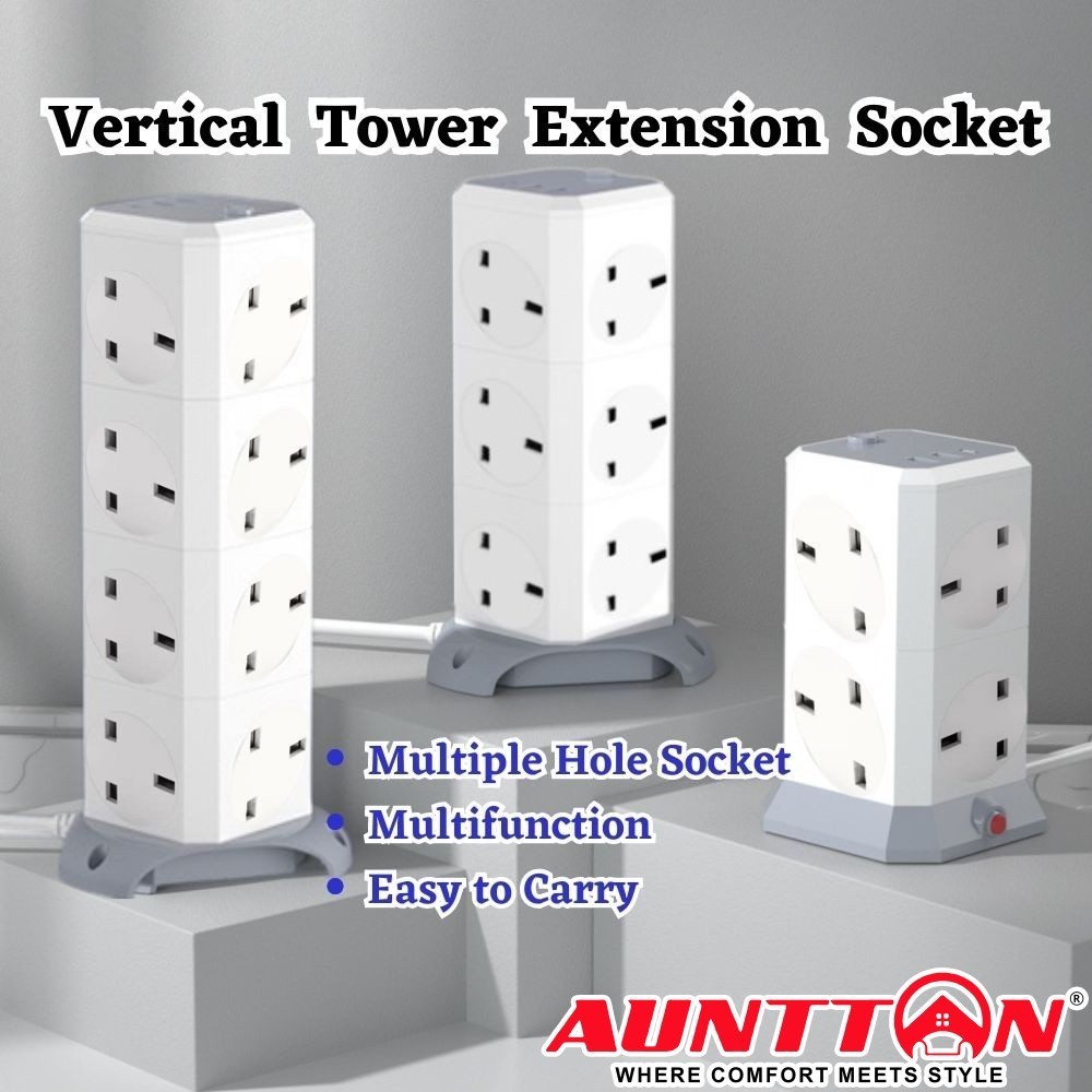 Multi Plug Space Saving Vertical Tower Extension Socket /Soket Menara Penjimatan Ruang dengan ...