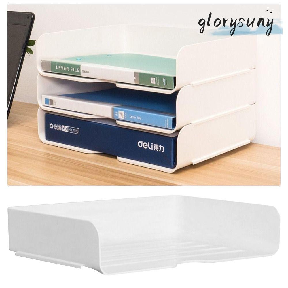 GLORYSUNY 1Pcs Desktop File Tray, Office Book Rack Stackable A4 ...