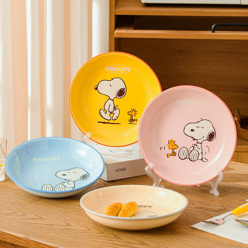 Snoopy Joint Ceramic Plate Serving Plate Deep Meal Tray Cartoon Plate ...