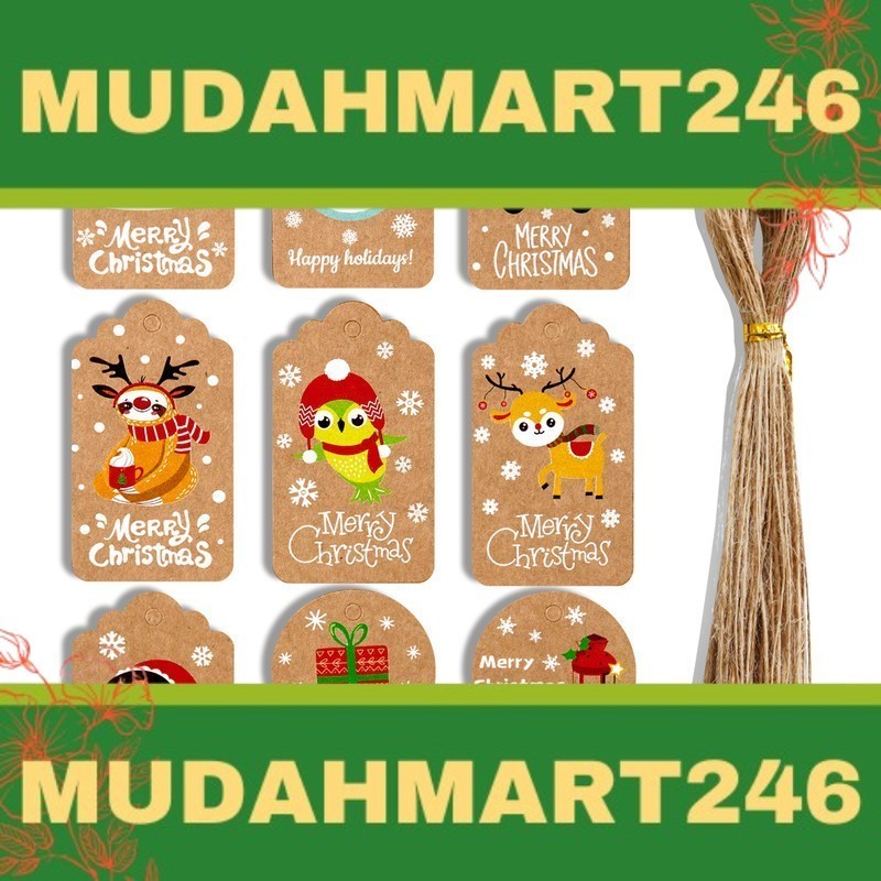 50pcs/set Painted Christmas Tag Kraft Paper Christmas Tag Card Party ...