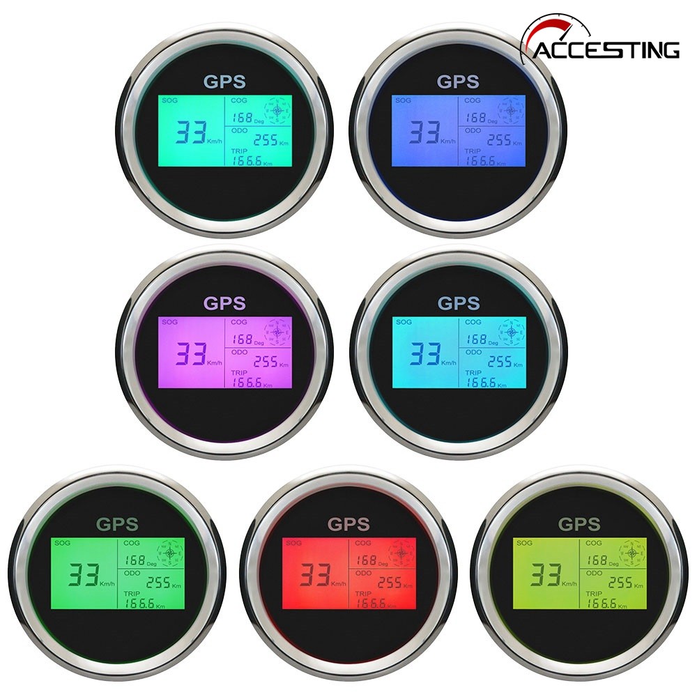 Universal Waterproof Digital GPS Speedometer 85mm 7 Color LCD Backlight ...