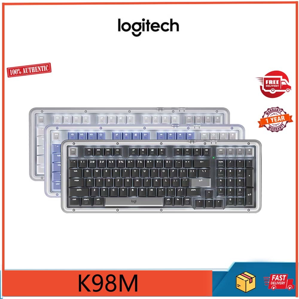 Logitech Amber Series K98M AI customized wireless mechanical keyboard, semi transparent shell ...