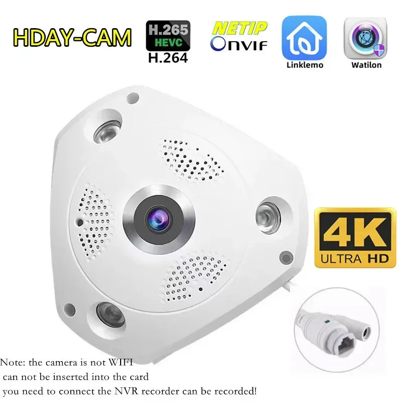 4K 8MP 5MP Fisheye Camera IP 1080P POE Indoor Home Security Panaromic ...
