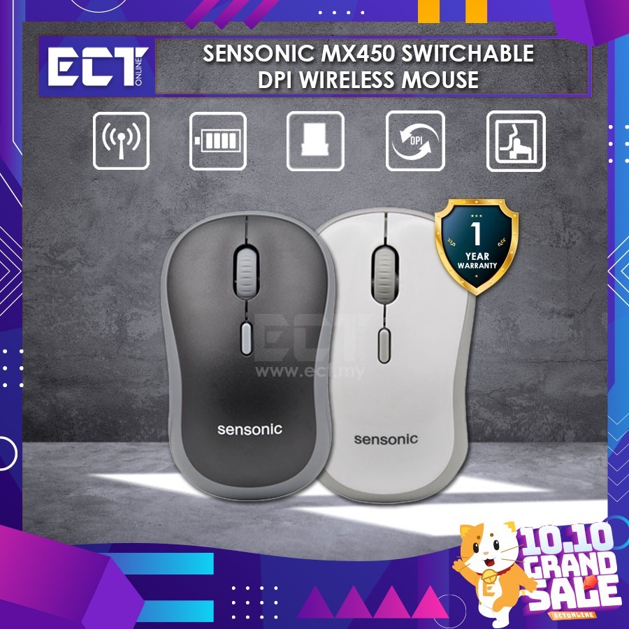 Sensonic MX450 Cordless Optical Wireless Mouse (Black / White / Red ...