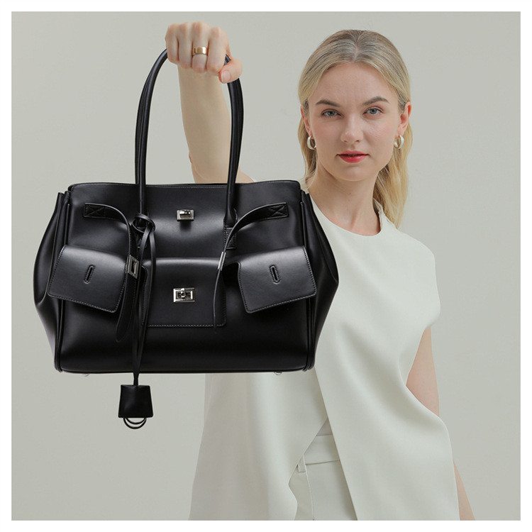 Beg tote hitam berbilang poket berkapasiti besar 2024 beg rodeo baru ...