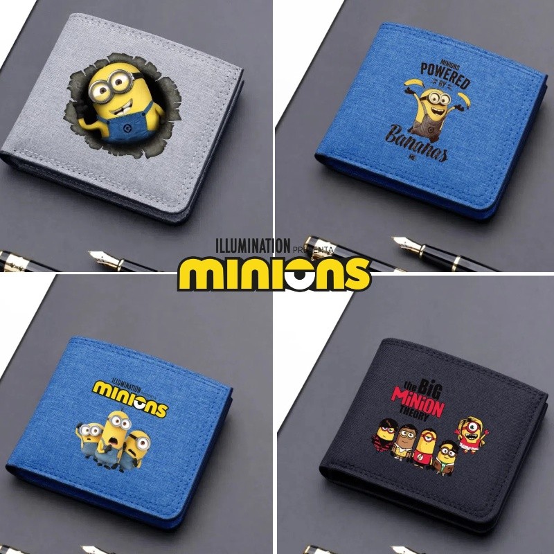 Minions Cartoon Folding Wallet Portable Zipper Wallet Can Hold Coins ...