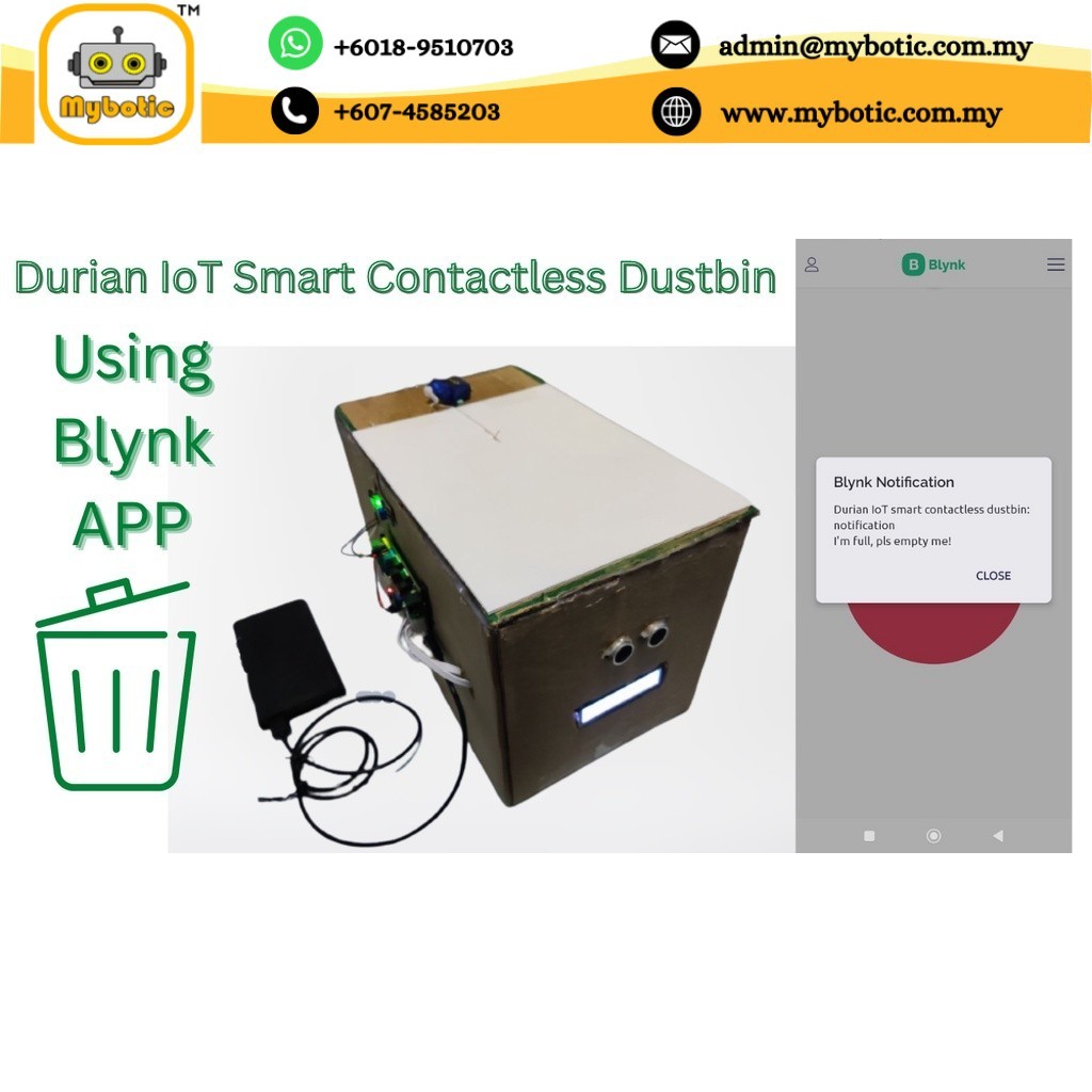 Arduino STEM RBT project: Arduino Durian UNO - Durian IoT Smart Contactless Dustbin | Shopee ...
