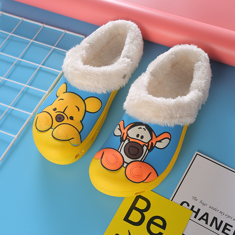 Winnie the Pooh Slippers Autumn Winter Female Couple Plush Fur Shoes ...