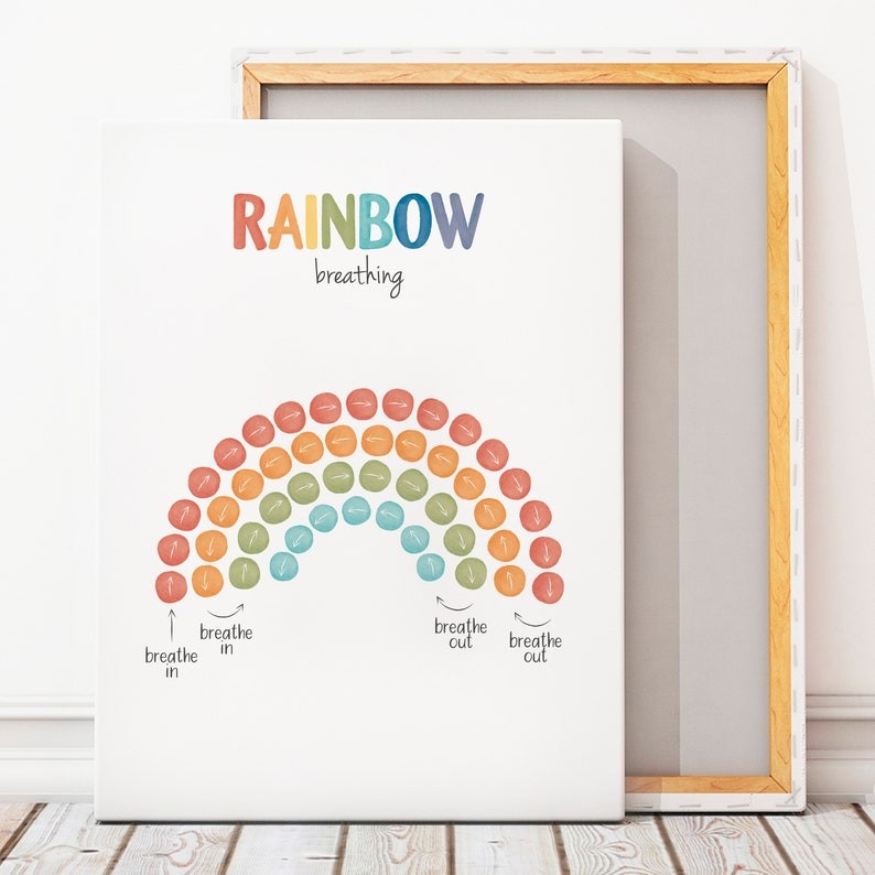 Rainbow Breathing Poster Mindfulness Breathing Counseling Office Decor ...