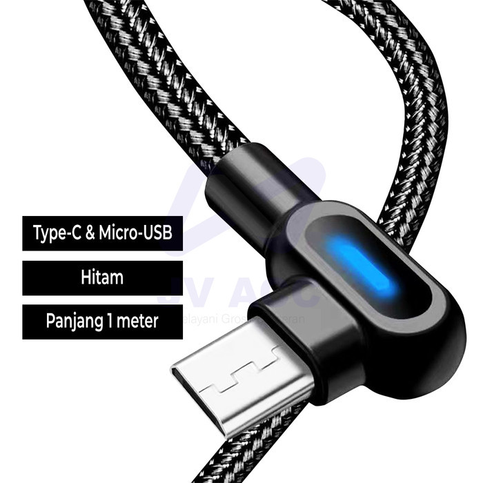 HITAM New NVN-KD53 USB DATA Cable CASAN SIKU L LED MICRO/TYPE C FAST ...