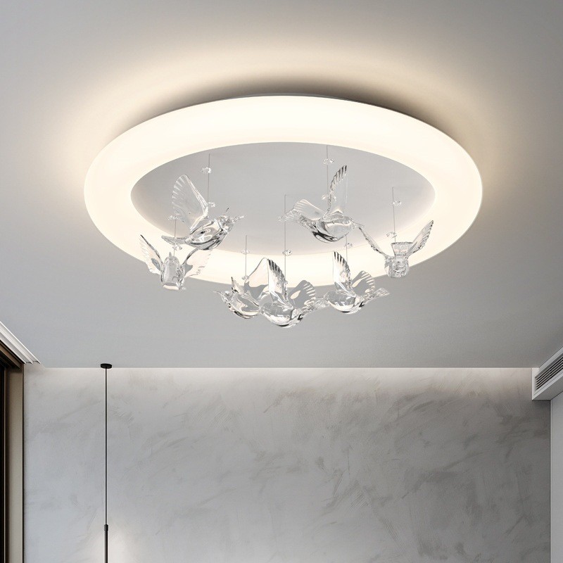 Creative Round Hummingbird Ceiling Light,Modern Bedroom Deco Ceiling ...