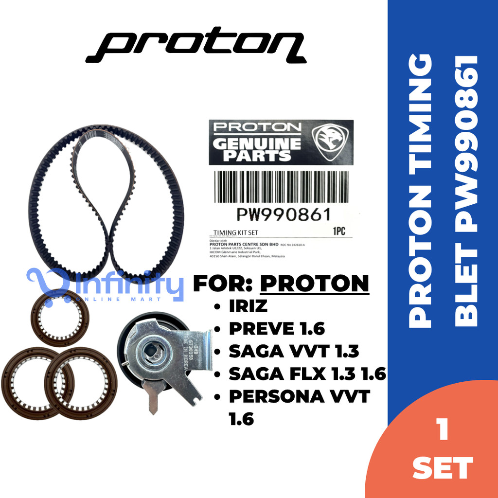 PROTON Timing Belt Set PW990861 For Proton Saga Flx/ Vvt/ Iriz/ Preve ...