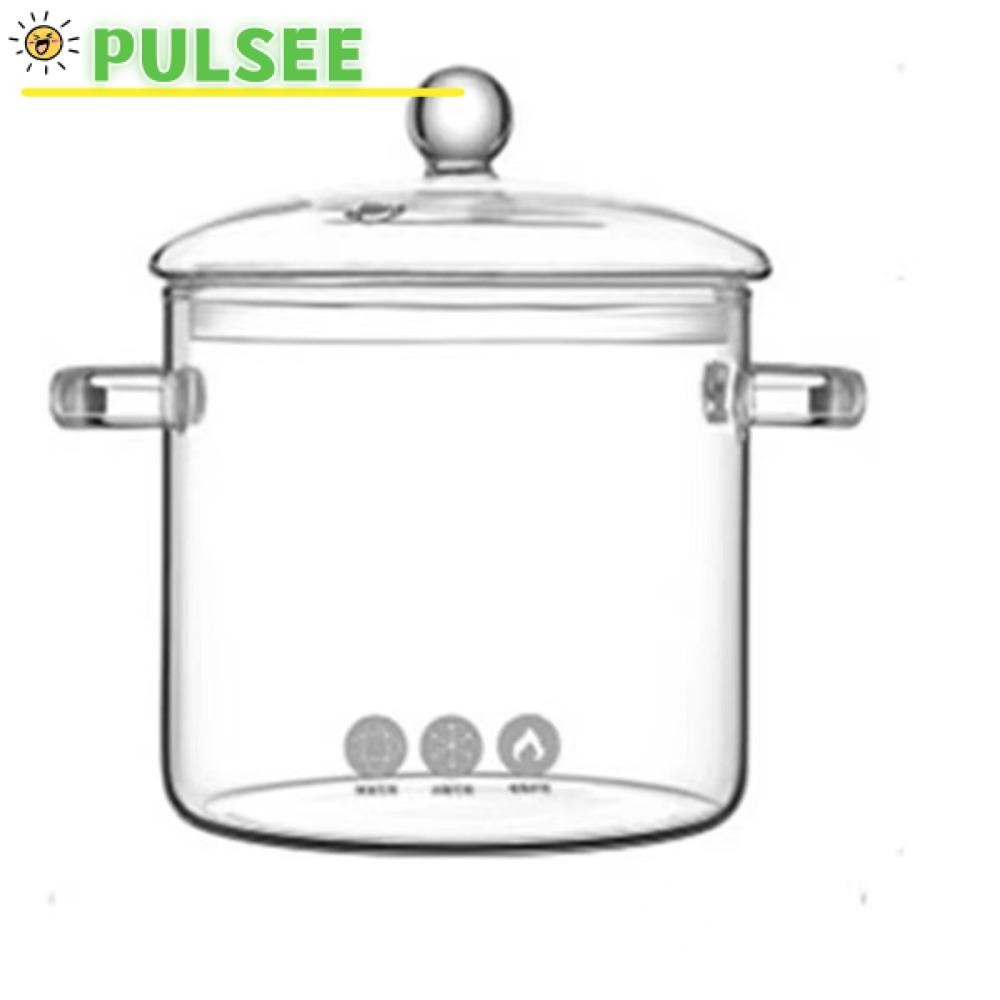 PULSEE Glass Stew Soup Pot Bowl, High Borosilicate with Lid Glass ...