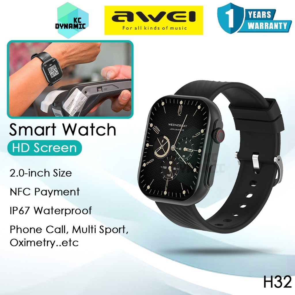 Awei H32 Smart Watch 2.0inch Screen NFC Payment Sports Watch Bluetooth ...