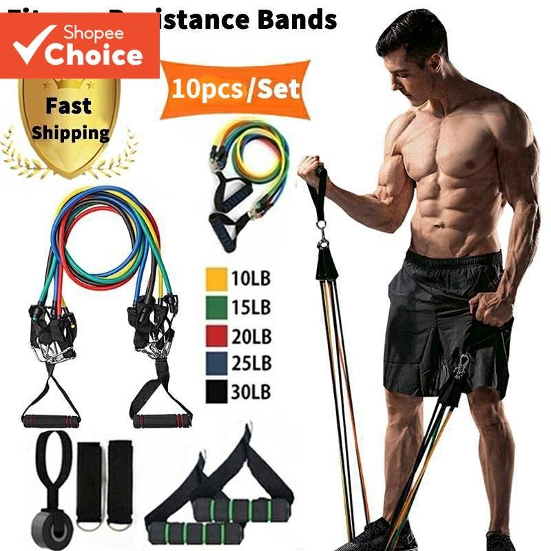 10 Piece/Set Fitness Resistance Bands Multifunctional Stretching ...