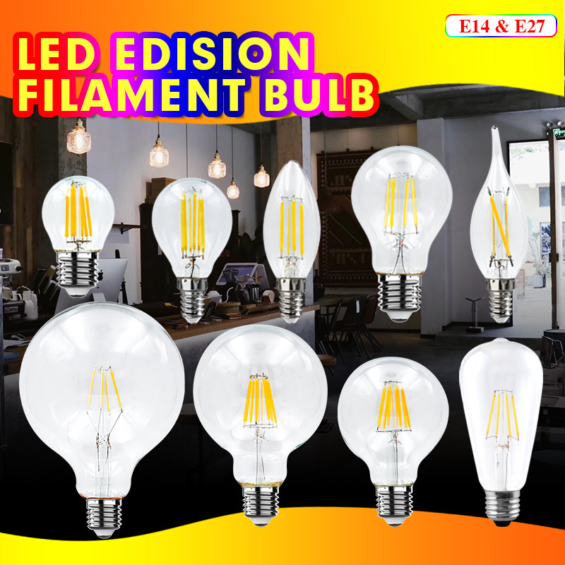 Lattuso Led Retro Edison Bulb E14 E27 AC 220V 2W 4W 6W 8W Vintage Glass ...