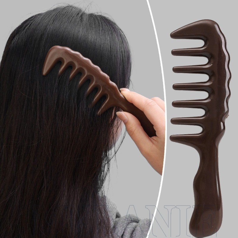 Thickened Teak Wood Comb - Wide Tooth Massage Comb - for Ladies Long ...