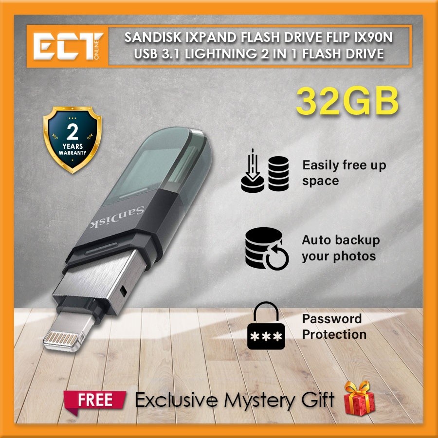 Sandisk IXpand Flash Drive Flip IX90N 32GB 64GB 128GB 256GB USB 3.1 ...