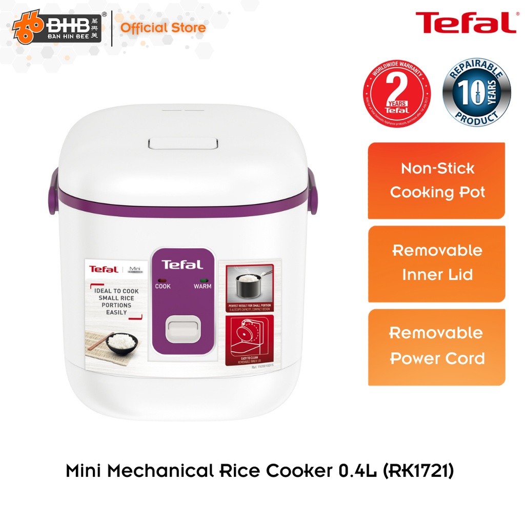 Tefal RK1721 0.4L Mini Mechanical Rice Cooker, Non-Stick 2-cup | Shopee ...