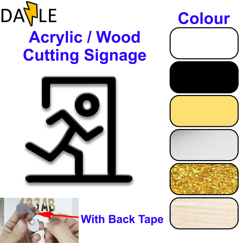 [ Exit ] 2mm thick acrylic sign with back tape wall signage penanda ...