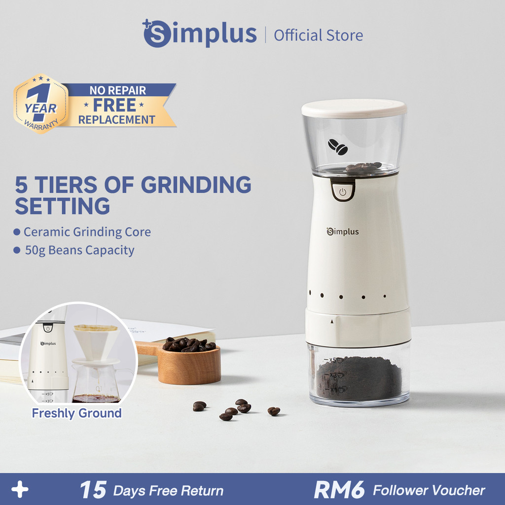 Simplus Electric Coffee Bean Grinder | 5 Tiers of Ceramic Grinding ...