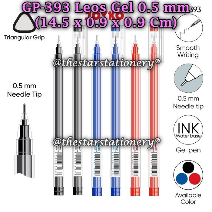 (1 Pack of 12 Pcs) Gelpen JOYKO GP-393 Leos Gel 0.5 mm Gel / Joyko GP-393 Ballpoint Pen (1 Pack ...