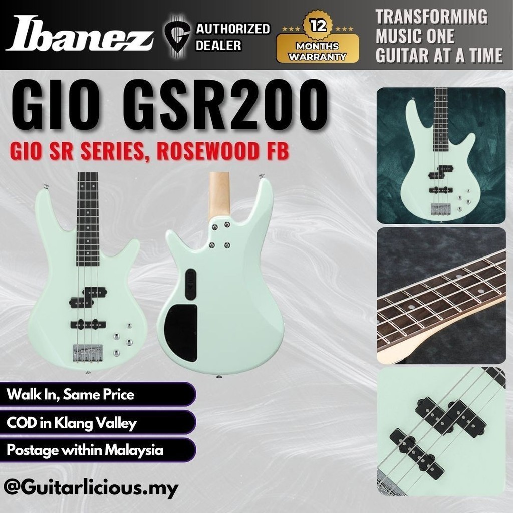Ibanez Gio SR Series GSR200 , 4 Strings Electric Bass Guitar - Mint ...