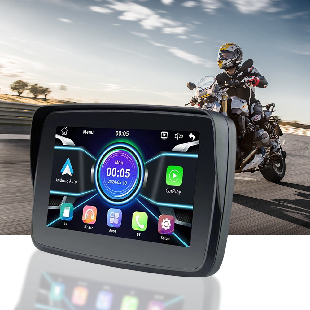 5 Inch Wireless Carplay Android Auto Display Monitor Motorcycle GPS ...