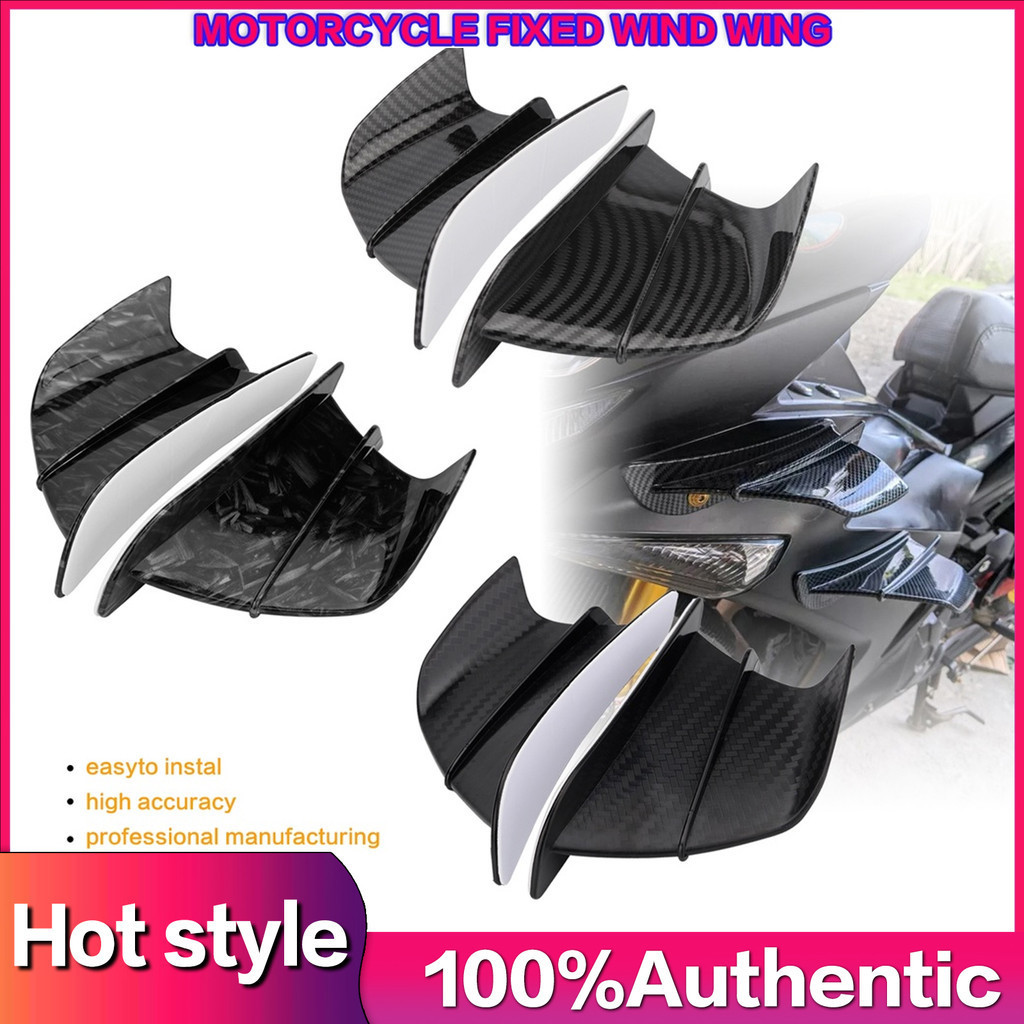 Pair Carbon Fibre Fixed Fairing Motorcycle Winglets Wind Wing ...