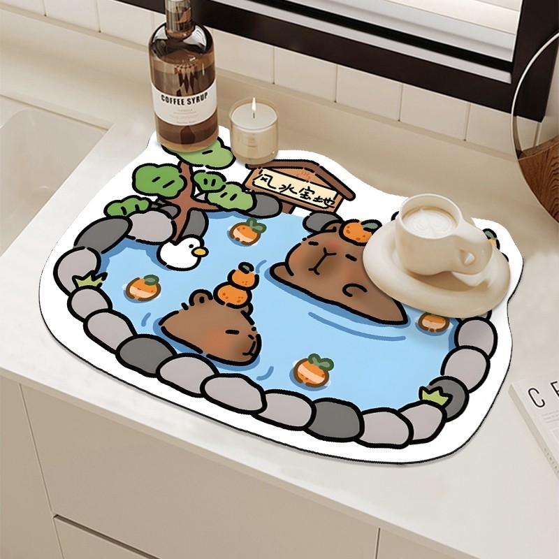 Capybara Drain Mat Shin Chan Kitchen Faucet Mats Water Absoption Sink ...