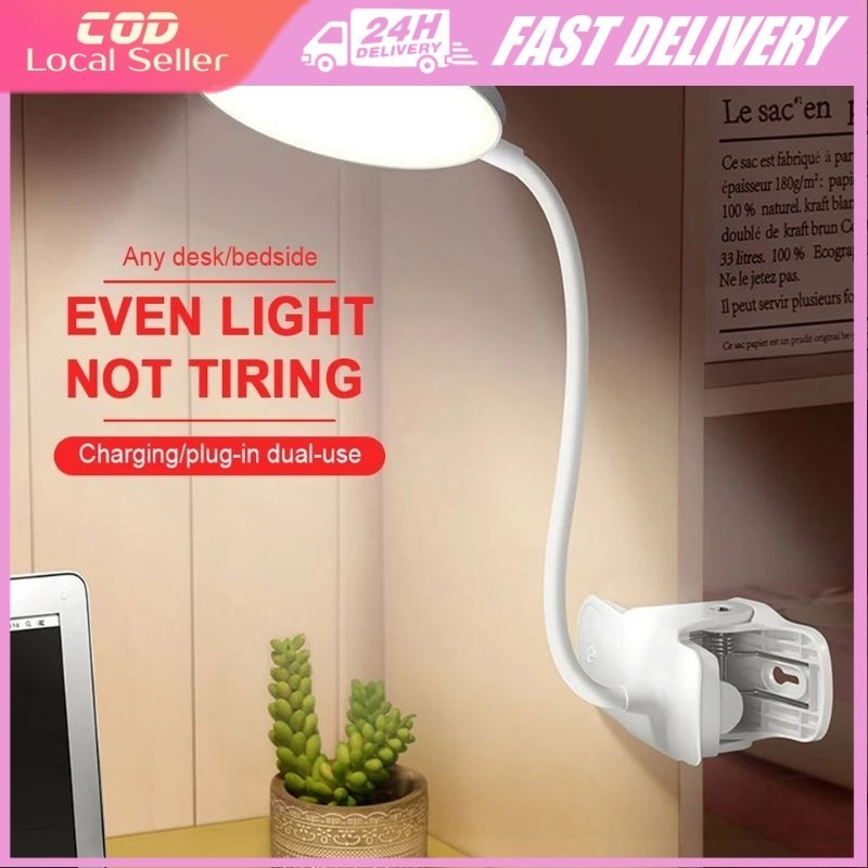 LED Clip Wireless Table Lamp Study 3 Modes Touch Rechargeable Reading ...