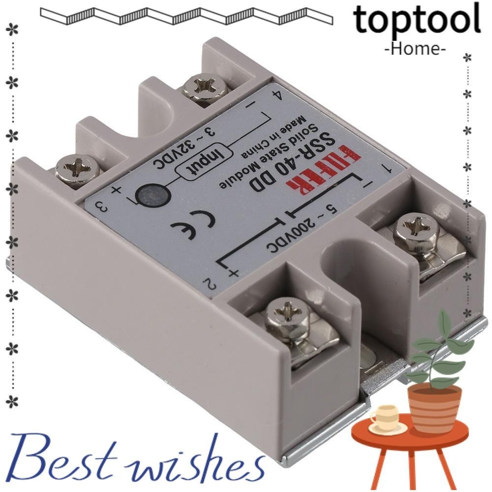 TOPTOOL Solid State Relay, Input 3-32V DC SSR-40DD Single-Phase, Relay Output 5-60V DC 40A Heat ...