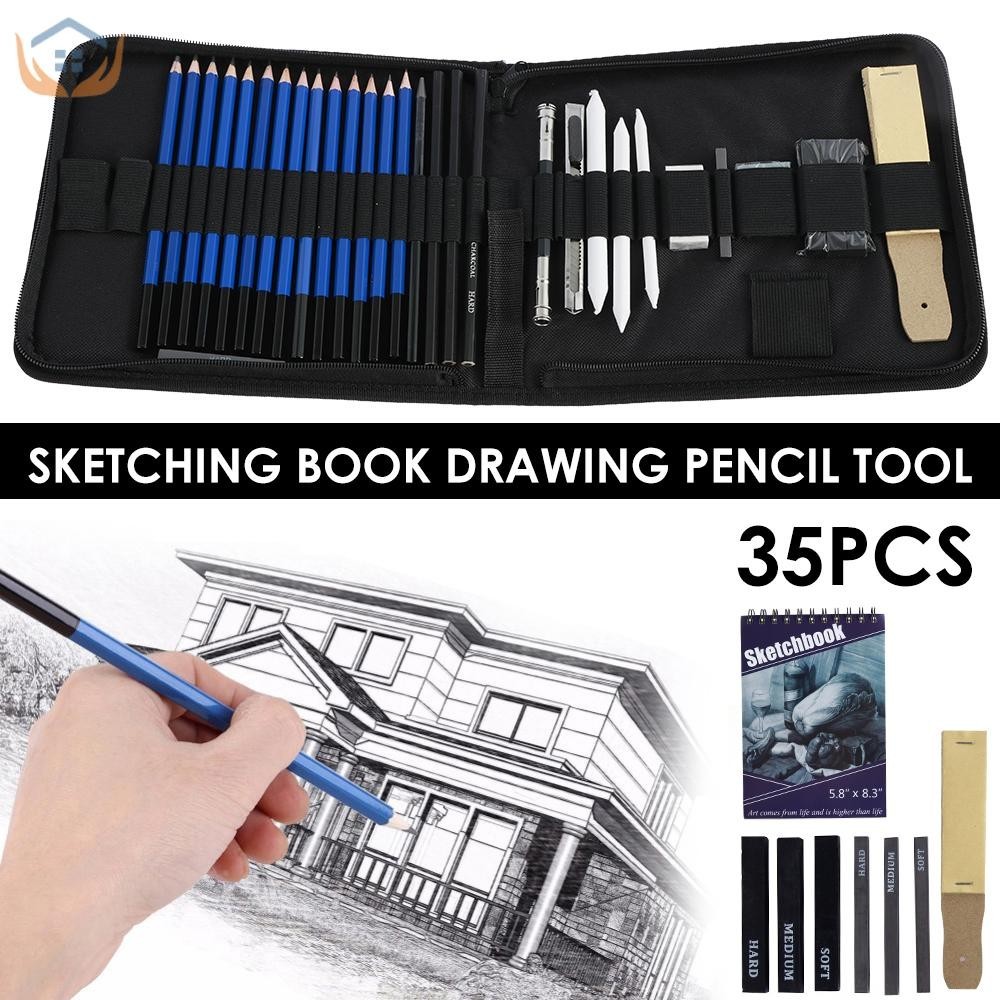 35pcs Professional Drawing Set Pencils and Sketch Charcoal Art Supply ...