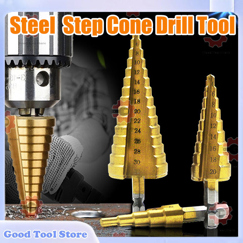 Gerudi Step Drill Bit Titanium Coated HSS Drill Bit Metal Plank Reaming ...