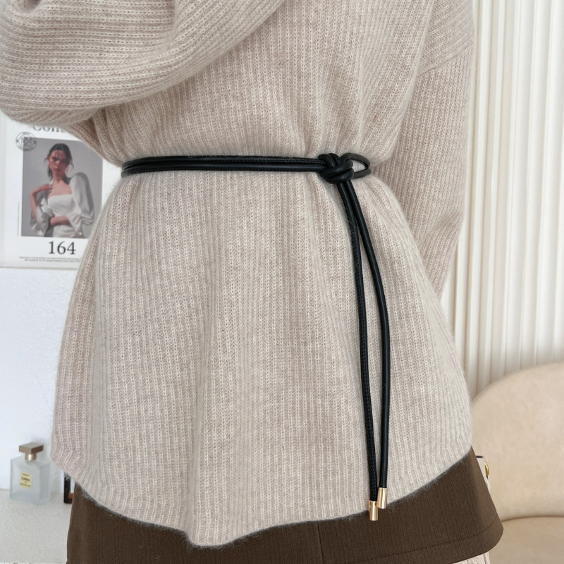 New soft leather rope belt women's knotted decorative waist rope long ...