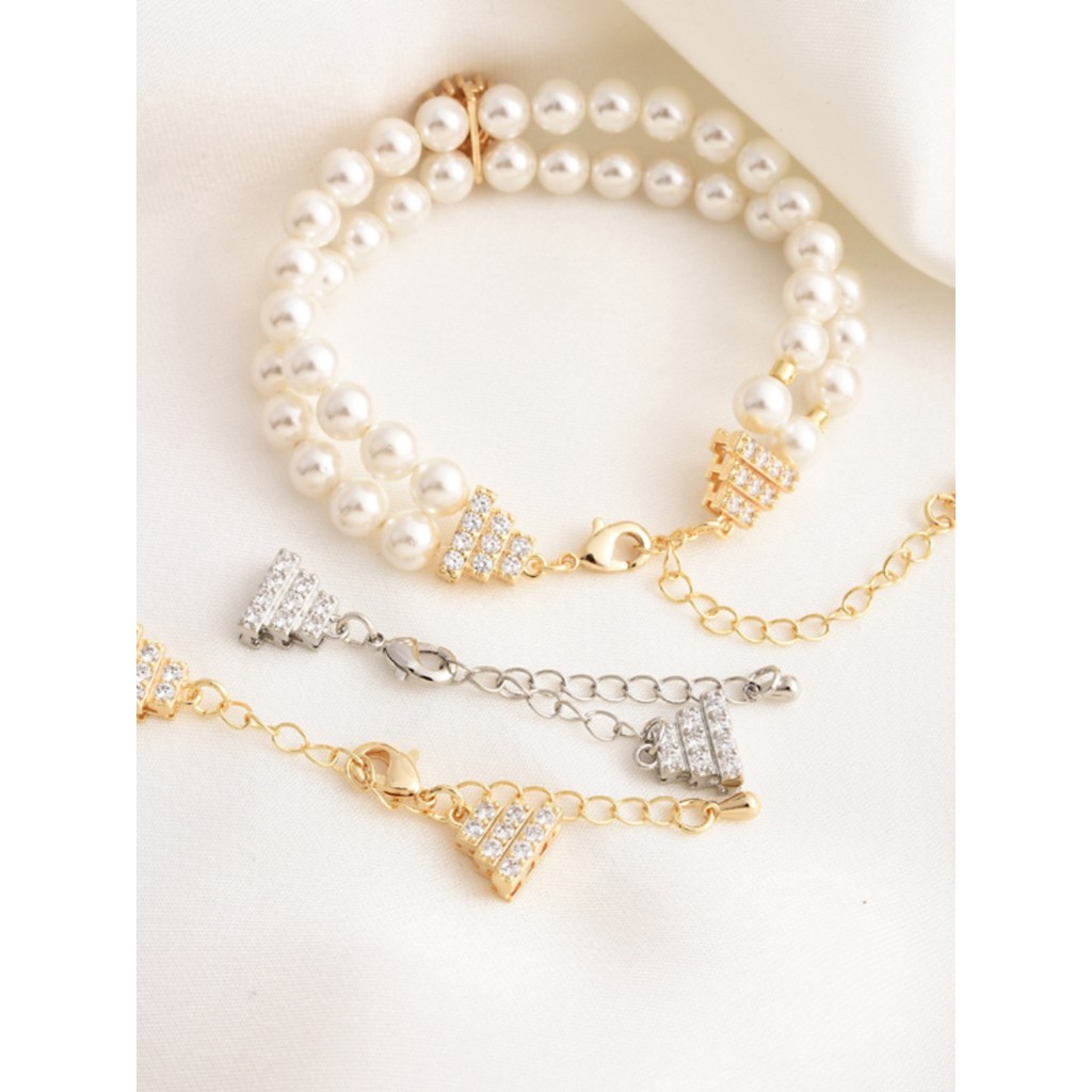 Tail Chain 14K Gold Inlaid Zircon Pyramid Double Row Three Row ...