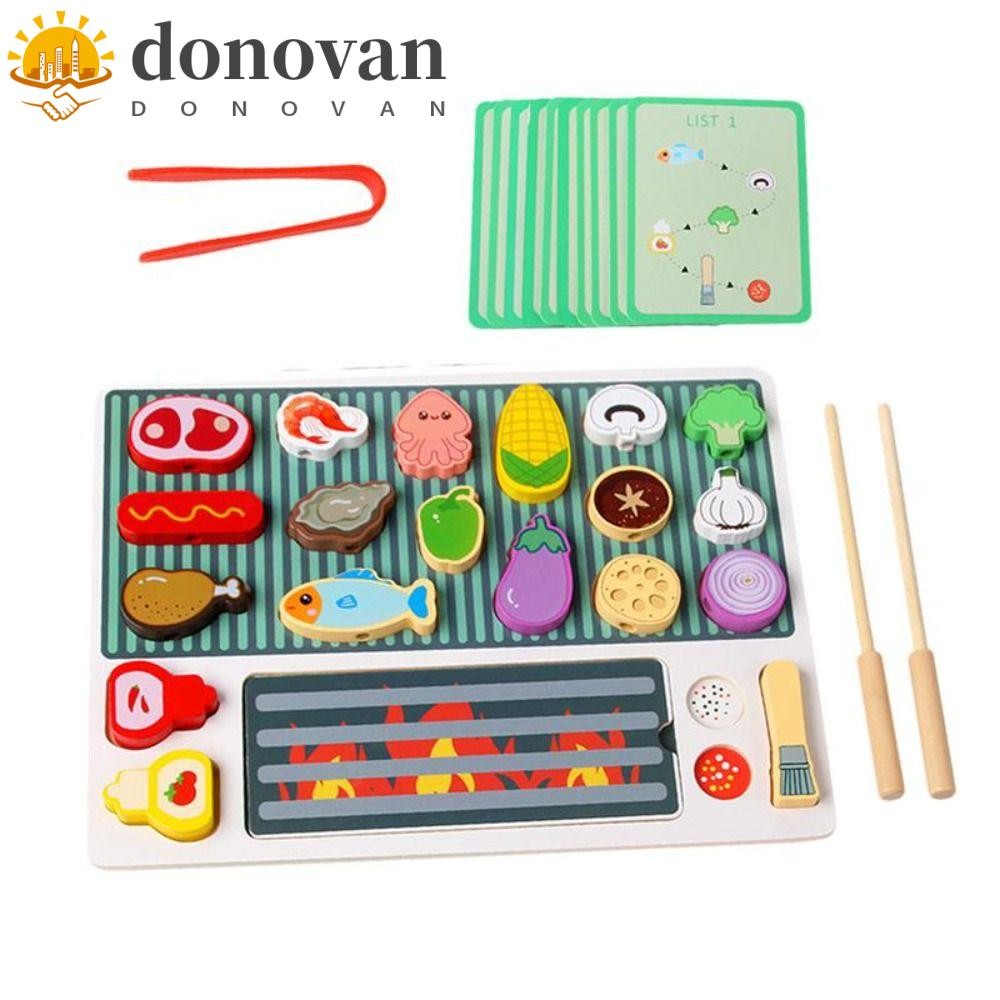 DONOVAN BBQ Grilling Toys, Wooden Simulation Food Wooden Barbecue Toy ...